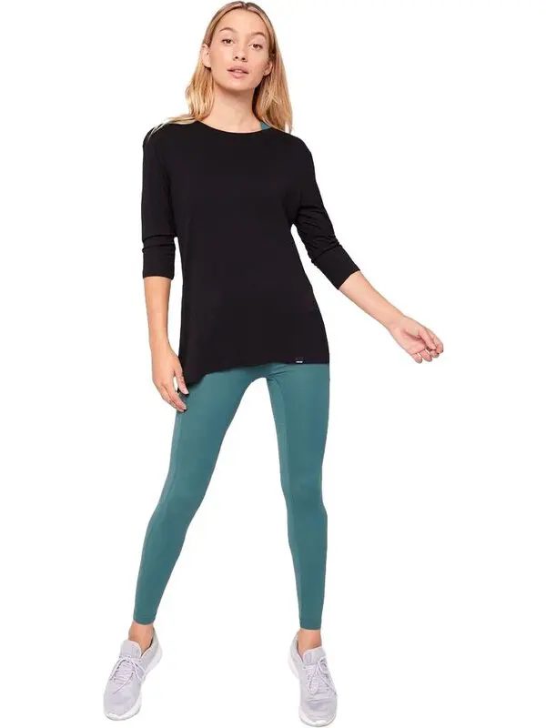 REBODY Side Tie 3/4 Sleeve Top - Metropolis Black
