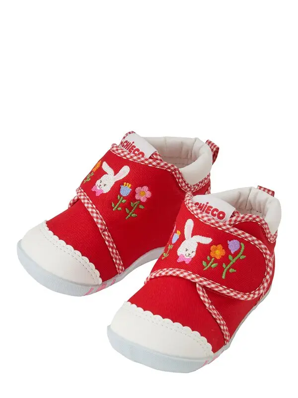 MIKI HOUSE Embroidered Bunny Booties - Red