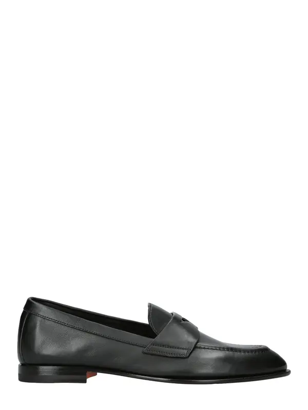Santoni Leather Loafers - Black