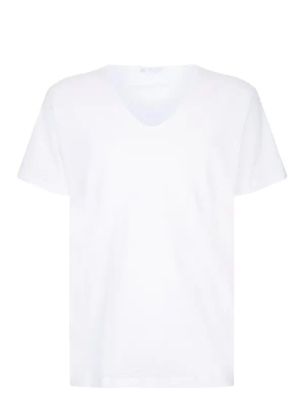 Sunspel Cellular Cotton V-neck T-shirt - White