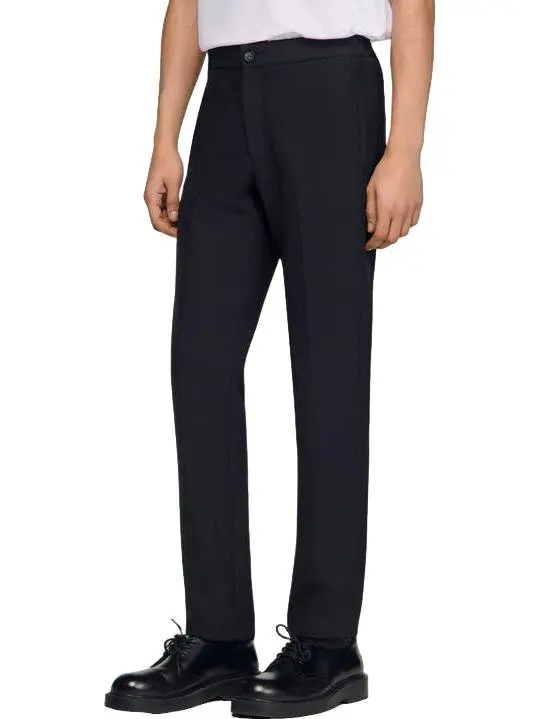 Sandro Straight-leg Jersey Trousers - Black