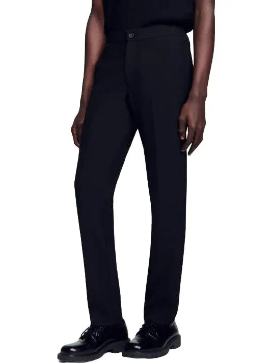 Sandro Straight-leg Jersey Trousers - Black