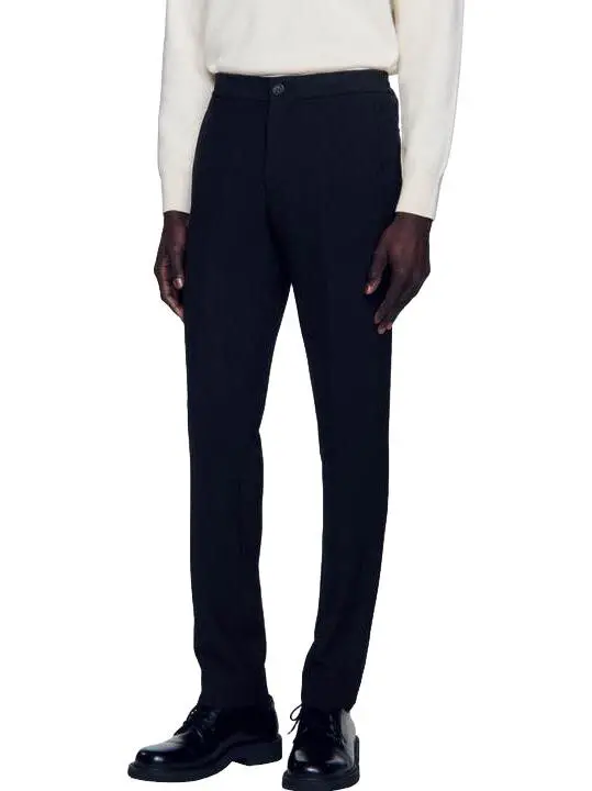 Sandro Straight-leg Technical Jersey Trousers - Black