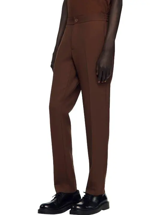 Sandro Straight-leg Jersey Trousers - Cognac