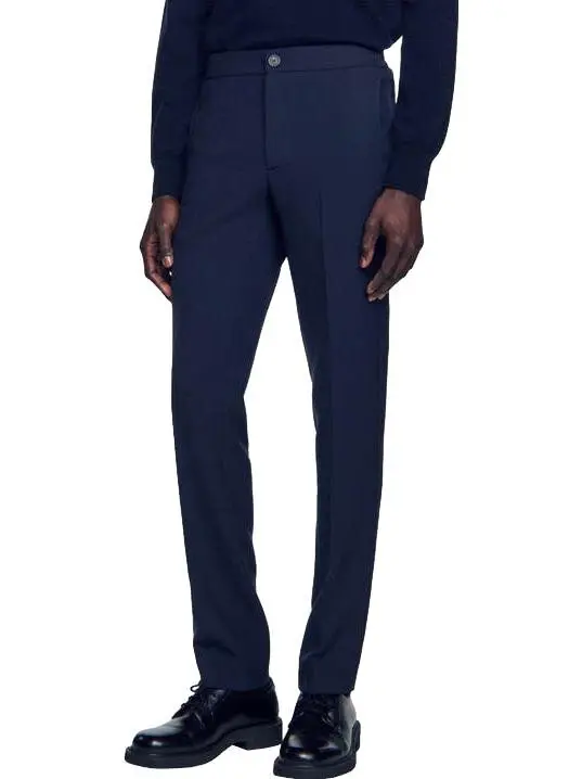 Sandro Straight-leg Jersey Trousers - Navy Blue