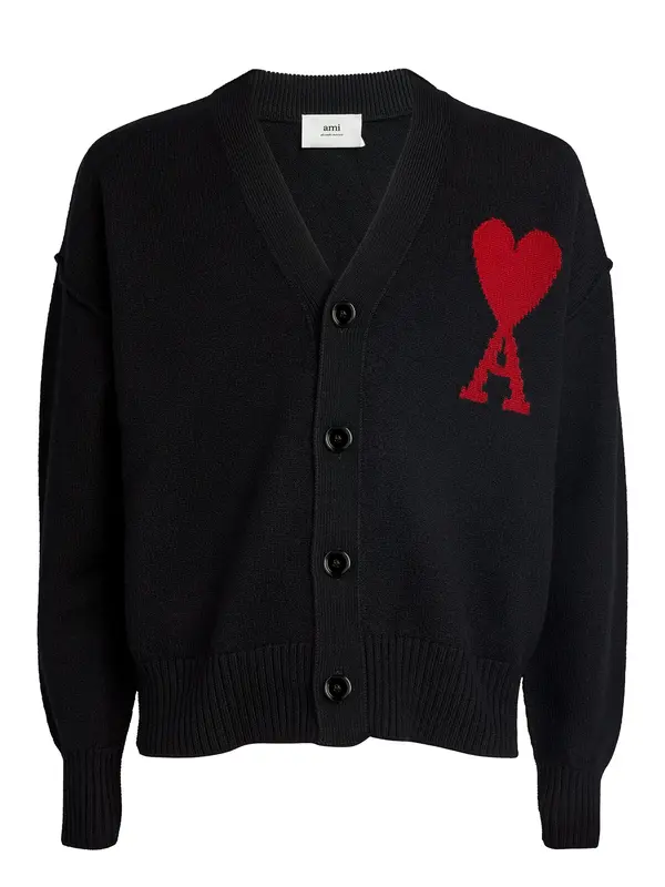 AMI Paris De Coeur Cardigan - Black
