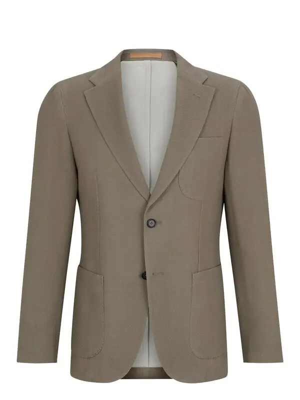 BOSS Virgin Wool-cotton Slim Blazer - Green