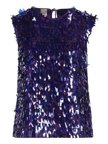 Pinko Sleeveless Crewneck Top With Sequins - Purple
