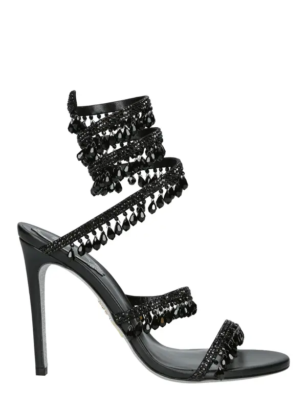 Rene Caovilla Satin Chandelier Sandals 105 - Black