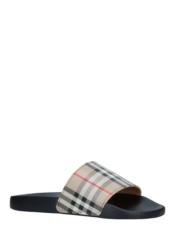 Burberry Check Print Slides - Beige