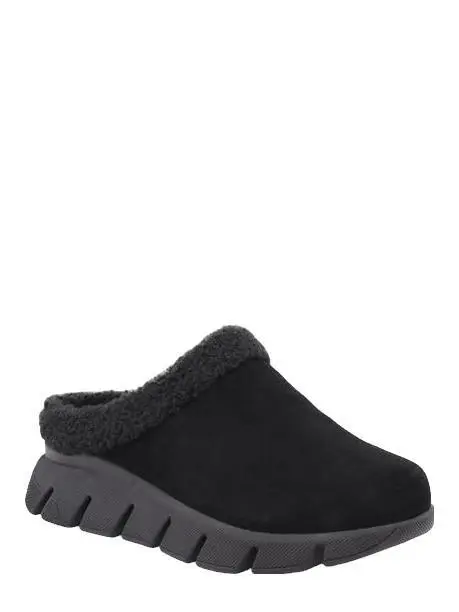 Mia Genuine Shearling Slipper - Black