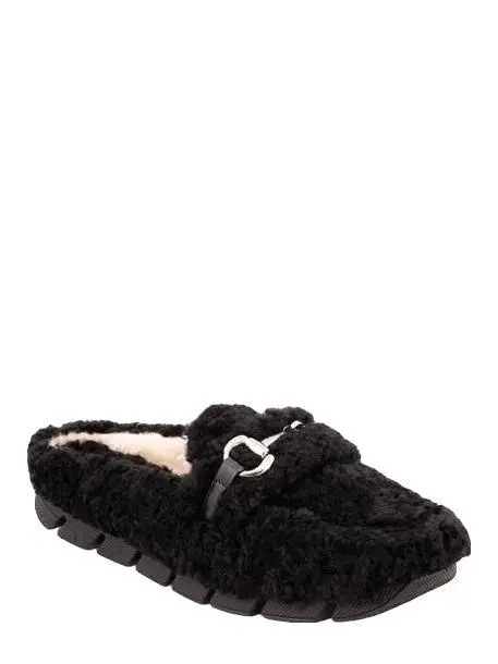 Mia Faux Shearling Slipper - Black