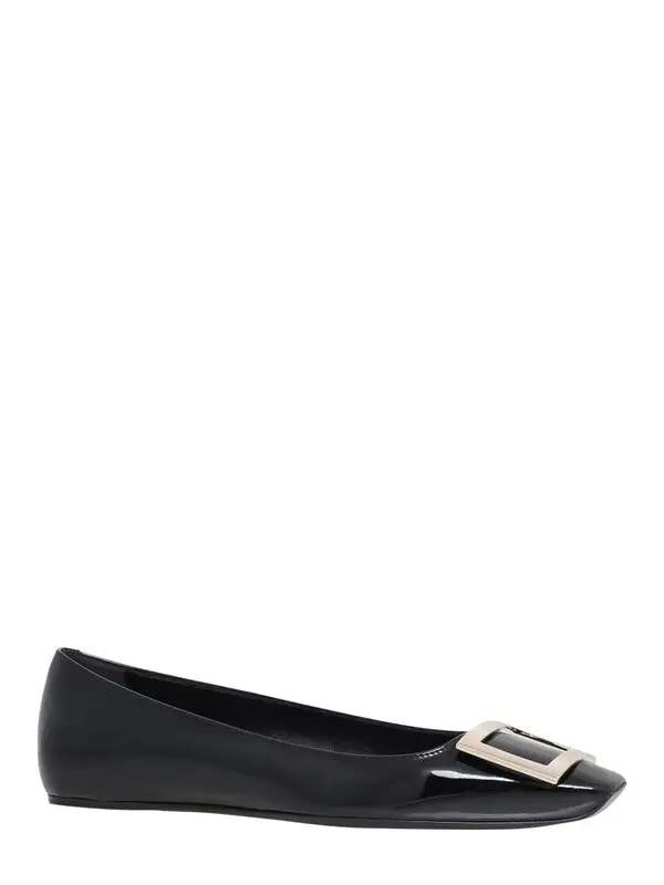 ROGER VIVIER Patent Quadrata Trompette Ballet Flats - Black
