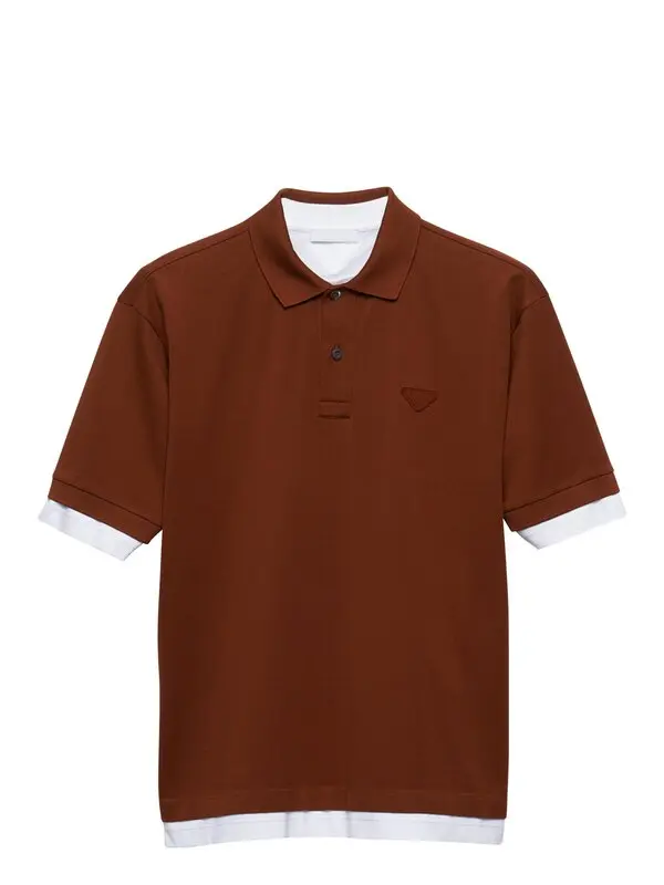 Prada Cotton Layered Polo Shirt - Brown