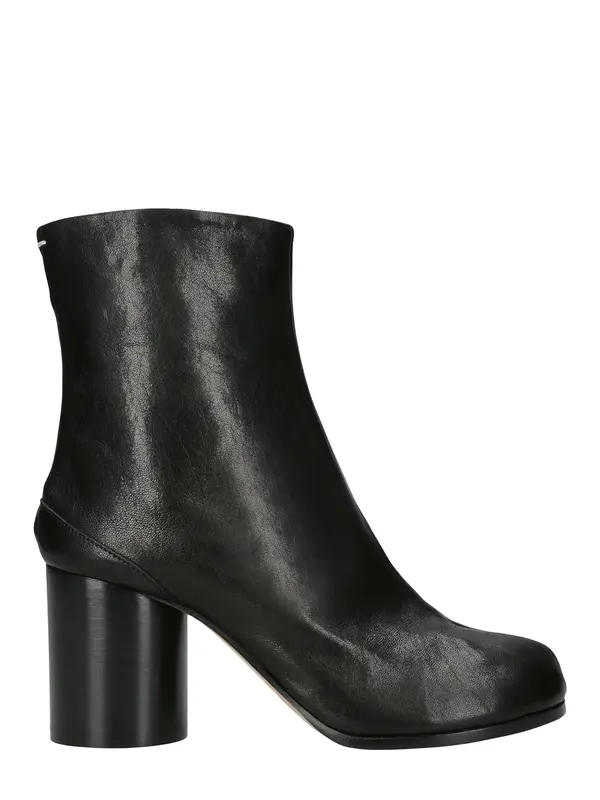 MAISON MARGIELA Leather Tabi Ankle Boots With Block Heel - Black