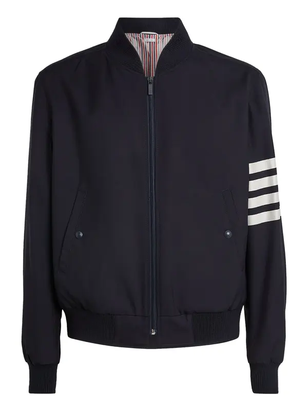 Thom Browne Wool 4-bar Stripe Bomber Jacket - Navy