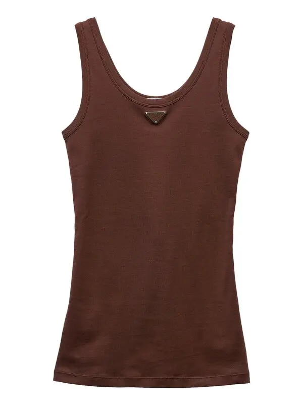 Prada Ribbed Triangle Tank Top - Brown