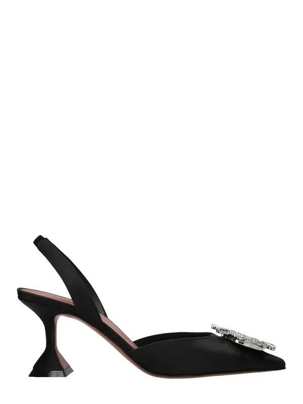 Amina Muaddi Satin Begum Slingback Pumps 70 - Black