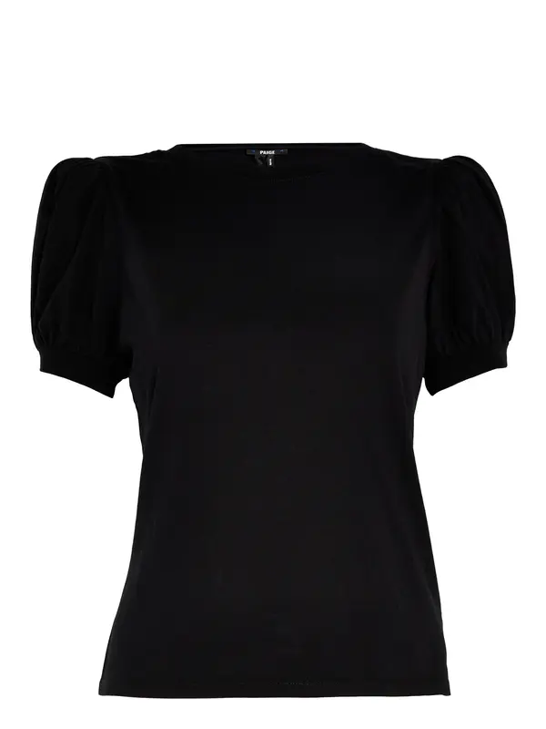 Paige Matcha Puff-sleeve T-shirt - Black
