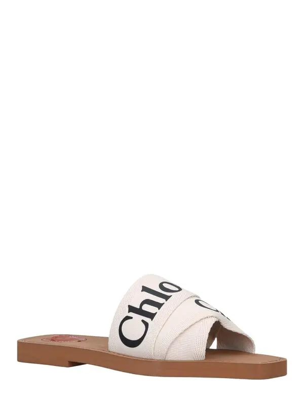 Chloé Canvas Jacquard Woody Sandals - White