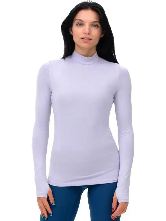 REBODY Cozy Mock Neck Long Sleeve Top - Purple Lace
