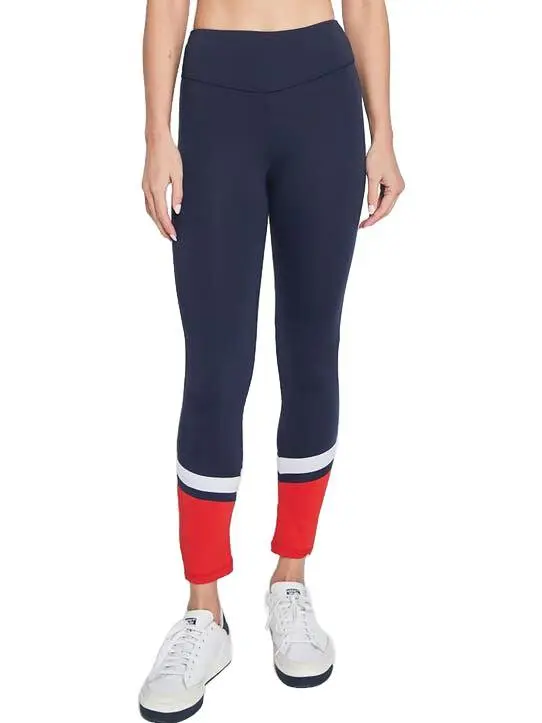 L'ETOILE SPORT Performance Legging - Navy W/ Red And White Trim