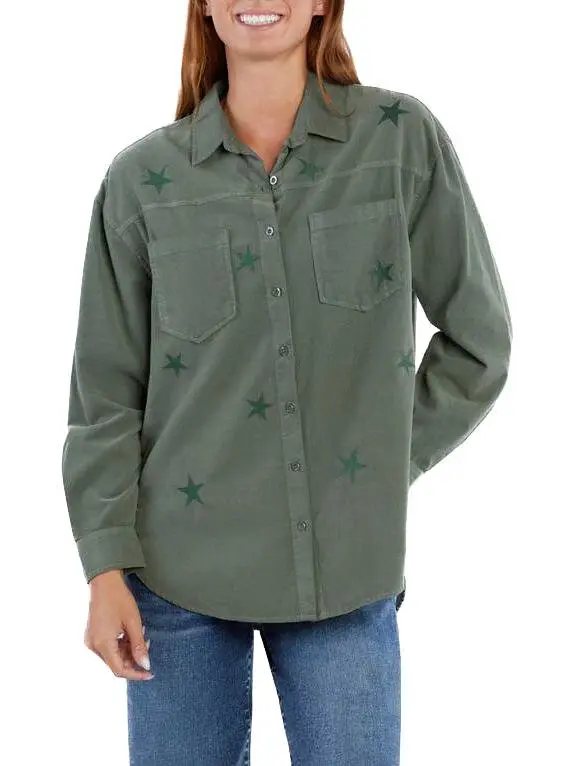 BILLY T Mighty Star Embroidered Corduroy Shirt - Army