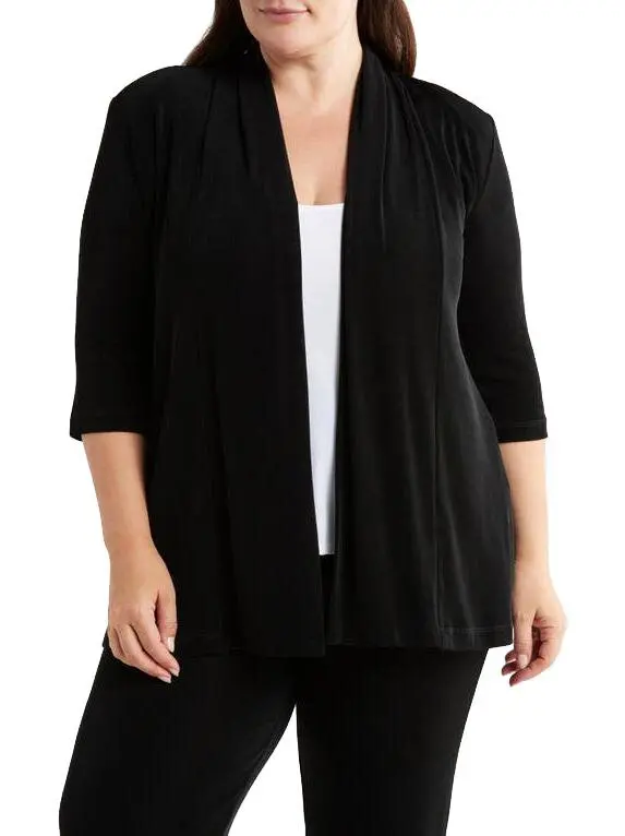 Vikki Vi Classic Knit Open Front Jacket - Black