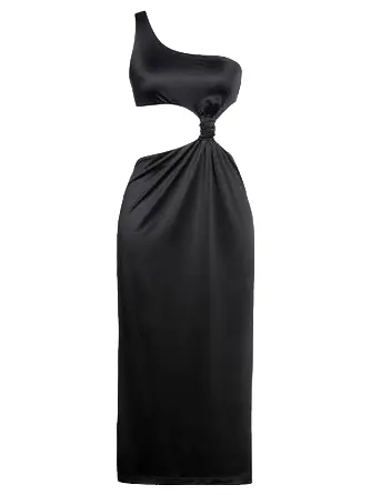 Versace Halterneck One-shoulder Midi Dress - Black