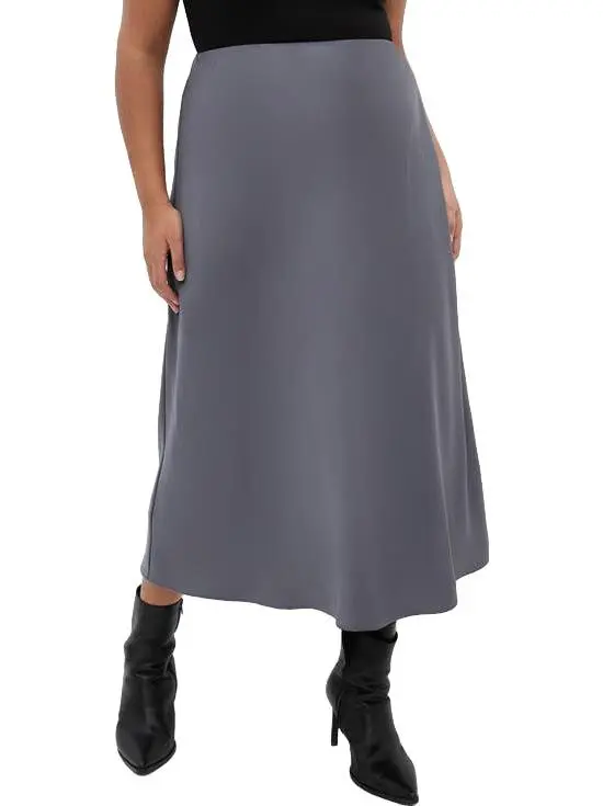 City Chic Miranda Midi Skirt - Slate