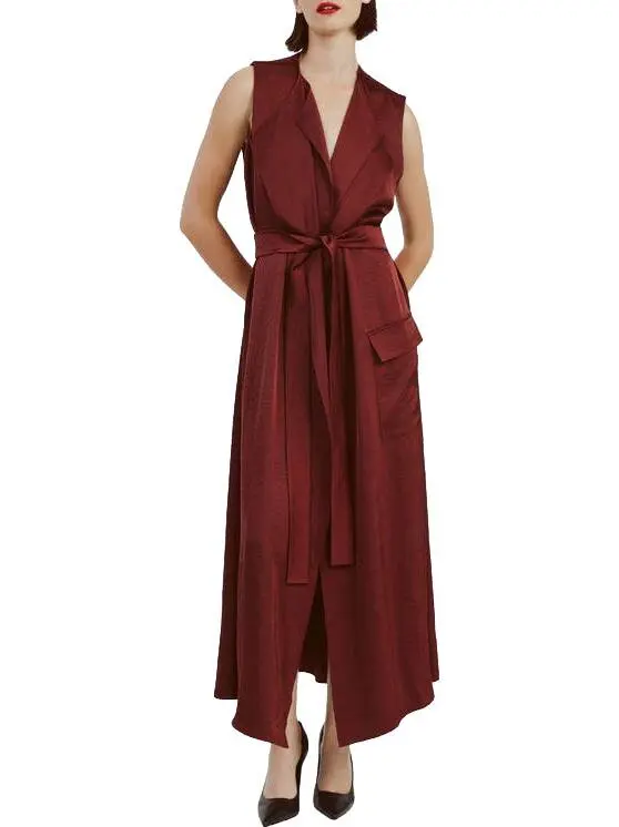 Bardot Lanza Tie Belt Midi Dress - Burgundy