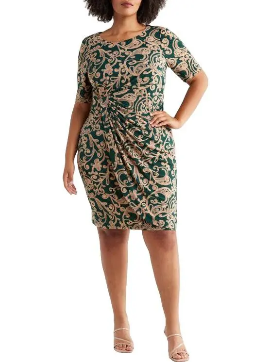 CONNECTED APPAREL Paisley Faux Wrap Dress - Forrest