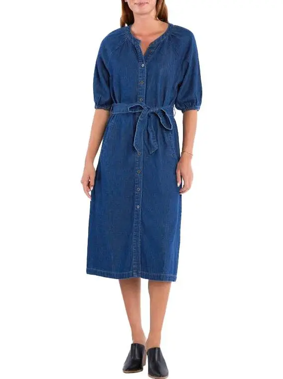 WASH LAB DENIM Sidney Belted Midi Shirt Dress - Golden Blue