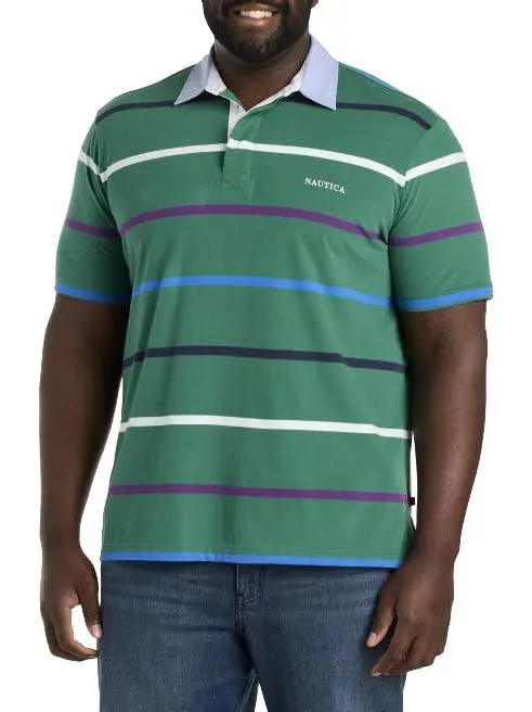 NAUTICA Striped Rugby Polo Shirt - Greenleaf