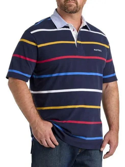 NAUTICA Striped Rugby Polo Shirt - Navy