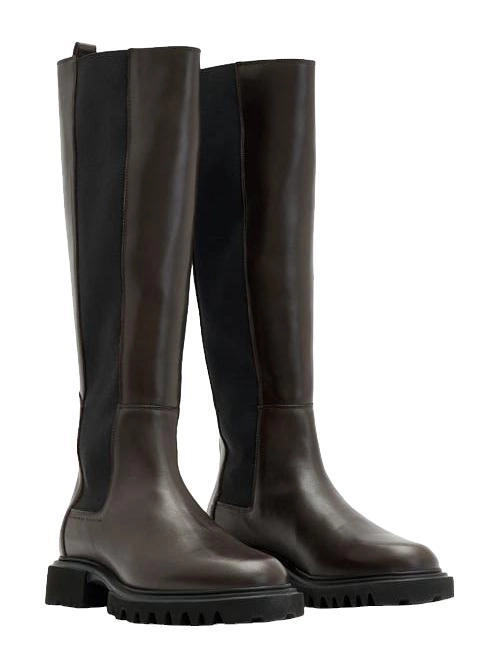 ALLSAINTS Maeve Knee High Boots - Dark Brown