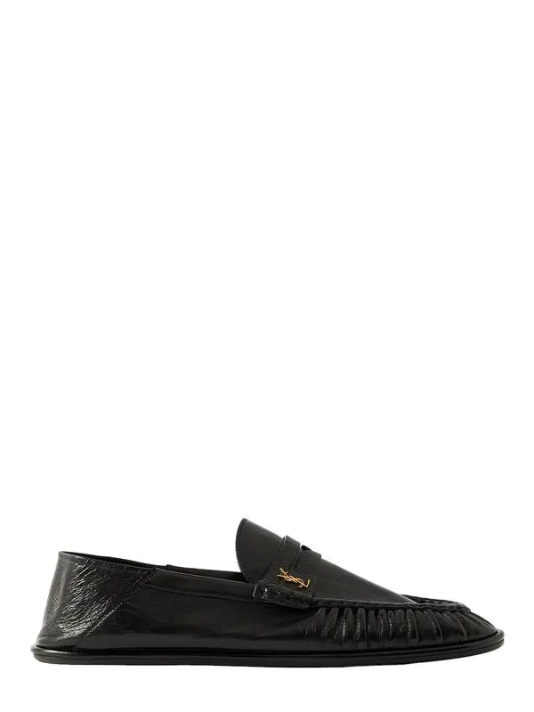 Saint Laurent Logo-embellished Collapsible-heel Leather Penny Loafers - Black