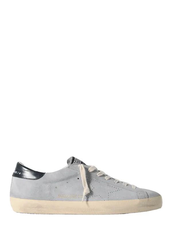 Golden Goose Super-star Distressed Suede Sneakers - Gray
