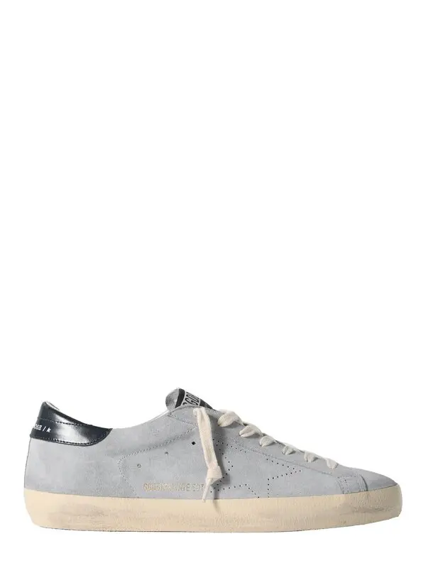Golden Goose Super-star Distressed Suede Sneakers - Gray
