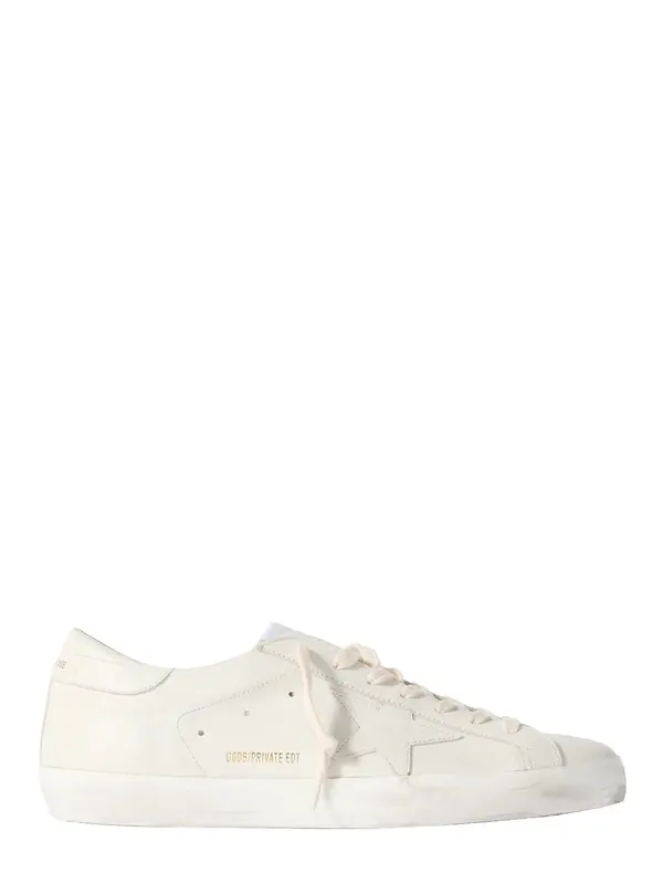 Golden Goose Super-star Distressed Leather Sneakers - White