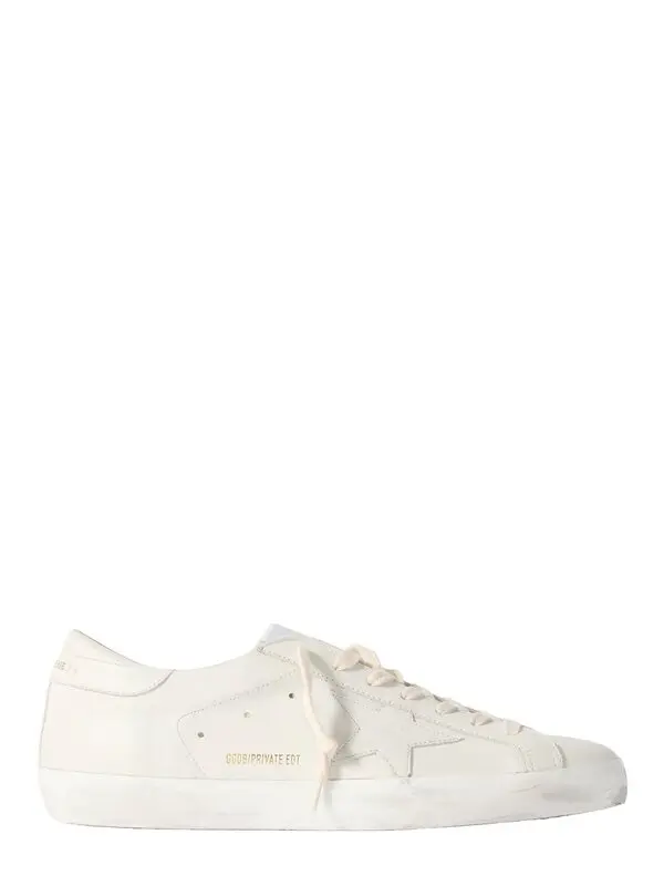 Golden Goose Super-star Distressed Leather Sneakers - White