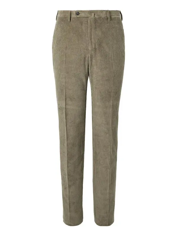 SLOWEAR Venezia 1951 Straight-leg Cotton-corduroy Suit Trousers - Green
