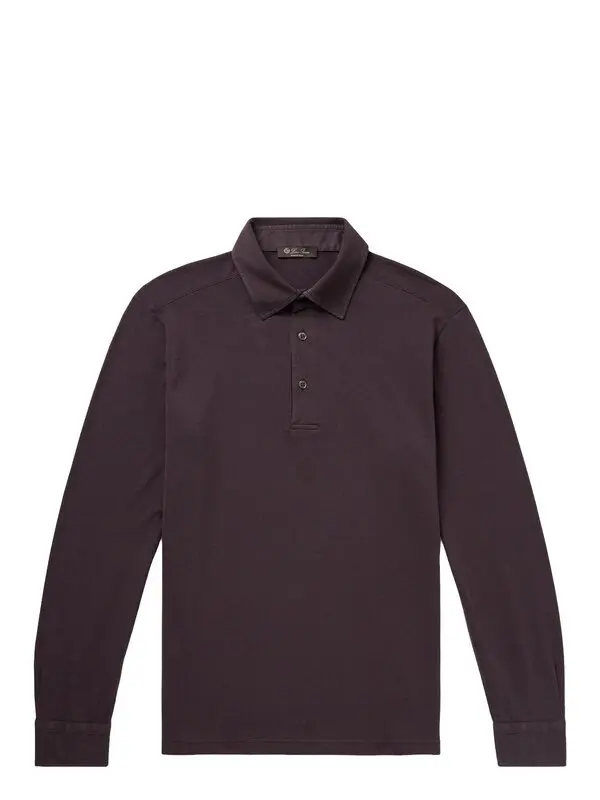 Loro Piana Cotton-piqué Polo Shirt - Burgundy