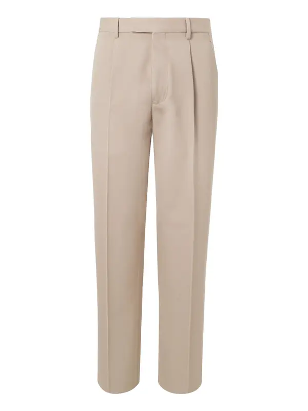 Zegna Straight-leg Pleated Twill Trousers - Neutrals