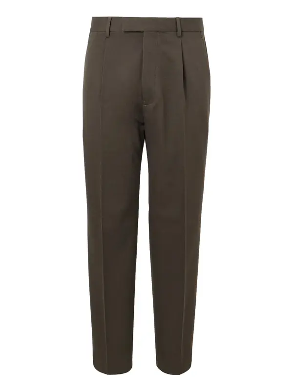 Zegna Straight-leg Pleated Cotton And Wool-blend Twill Trousers - Brown