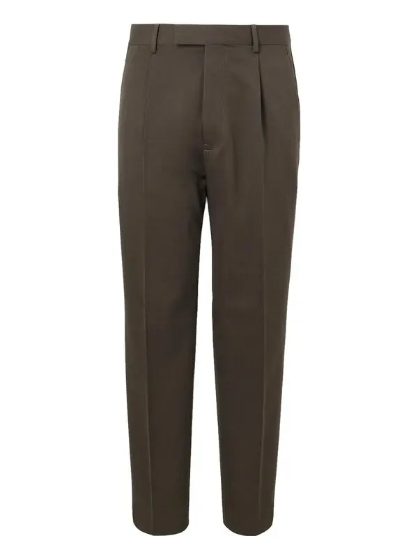 Zegna Straight-leg Pleated Cotton And Wool-blend Twill Trousers - Brown