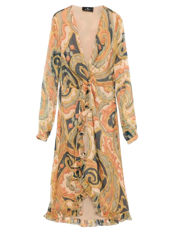 Etro Paisley-print Midi Dress - Neutrals