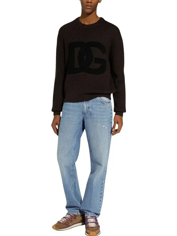 Dolce & Gabbana Logo Patch Jumper - Brown