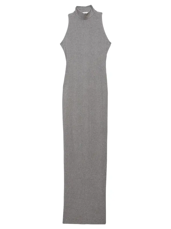 FLEUR DU MAL Ribbed Racer Maxi Dress - Grey