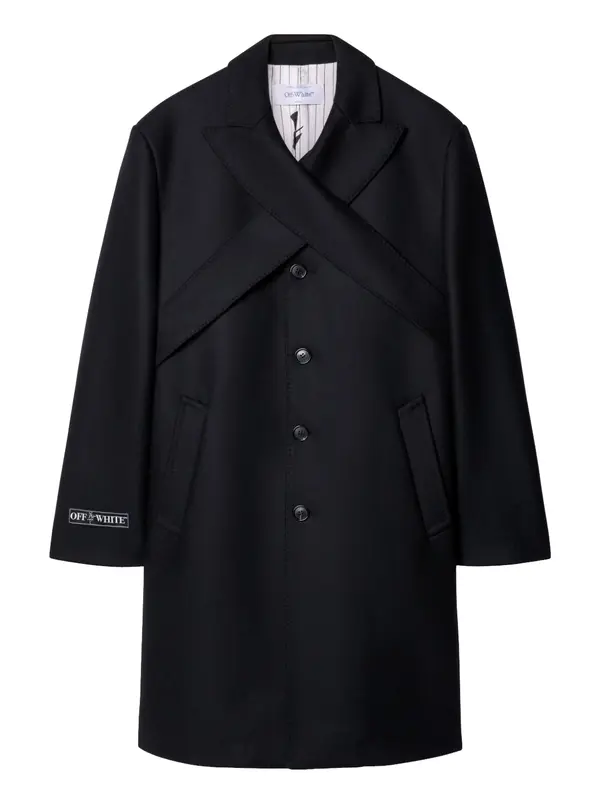 Off-White Crossed Single-breasted Coat - Black